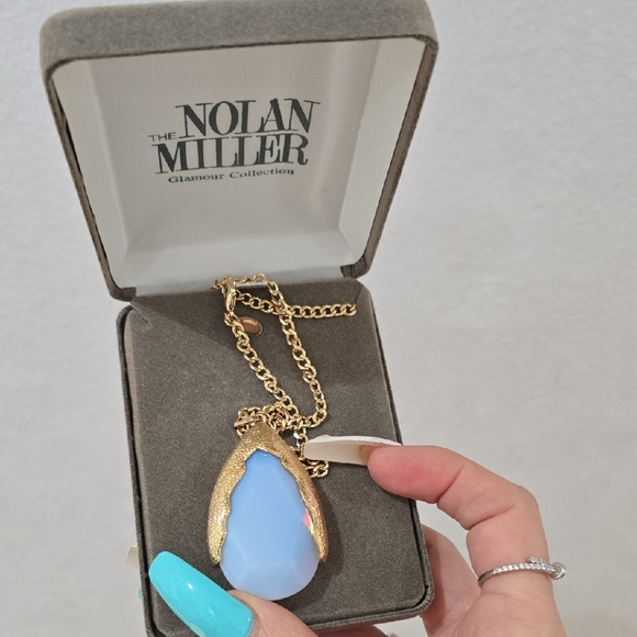 Nolan Miller | Jewelry | Nolan Miller Gold Necklace With Blue Pendant ...